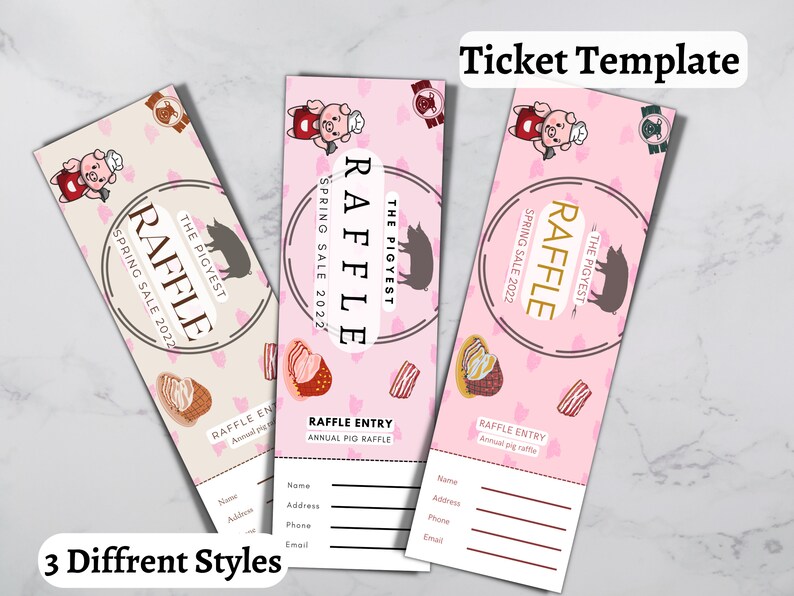 Barbecue Ticket, Editable Raffle Template Ticket, Diy Ticket, Custom ...