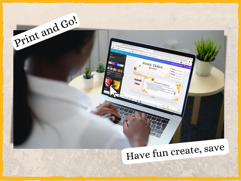 Yellow Ticket, Bee, Editable Raffle Template Ticket, Diy Ticket, Custom ...