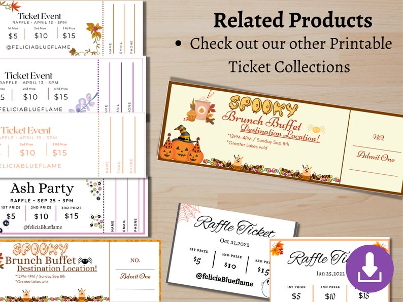 Autumn Raffle Ticket Template: Editable DIY Ticket (digital Download ...