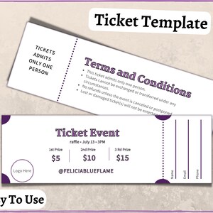 Indigo Ticket Blank Editable Raffle Template Ticket Diy - Etsy