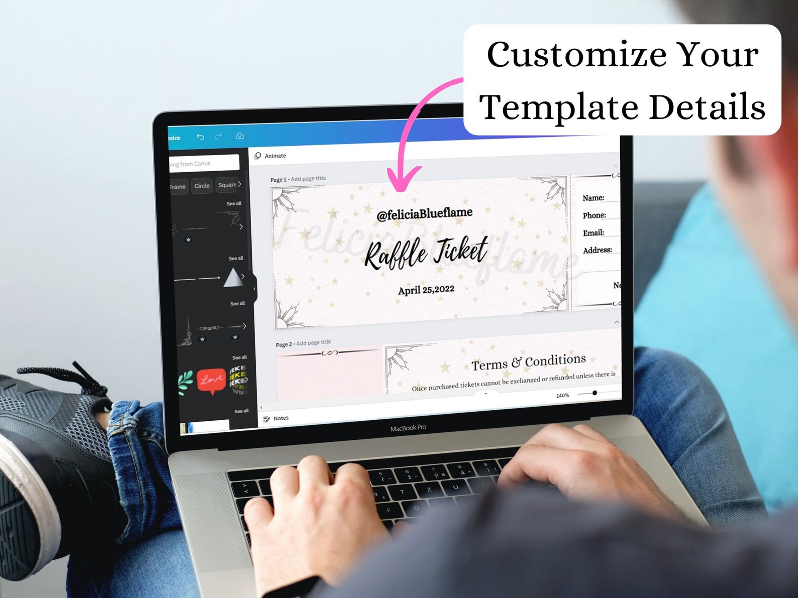 Stars Ticket, Editable Raffle Template Ticket, Diy Ticket, Custom ...