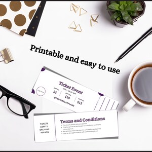 Indigo Ticket, Blank Editable Raffle Template Ticket, Diy Ticket ...