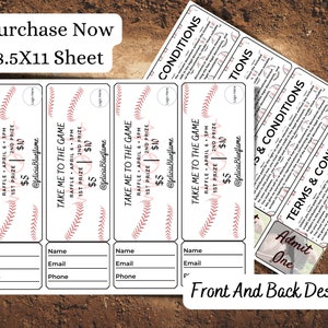 Baseball Ticket, Blank Ticket Sheet, Diy Ticket, Custom Ticket, Themed ...