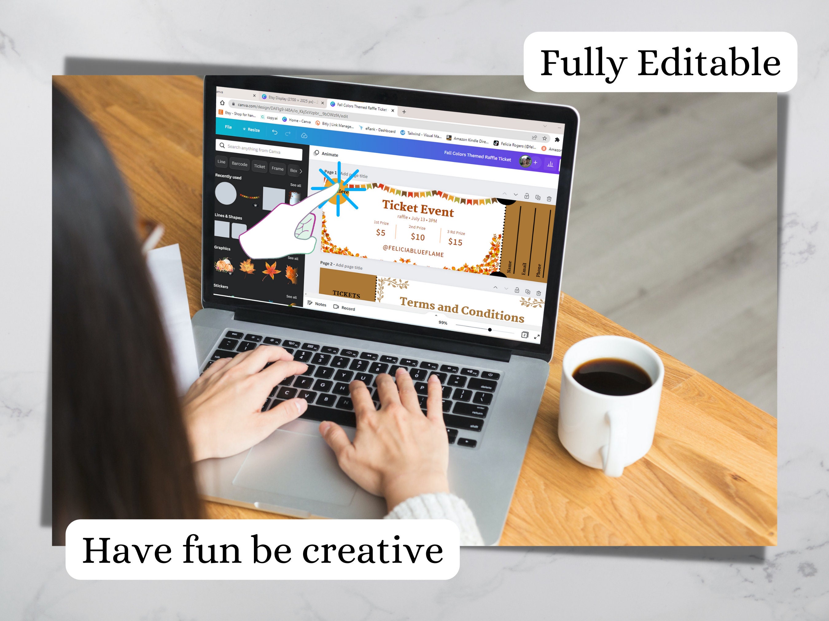 Thanksgiving Ticket, Blank Editable Raffle Template Ticket, Diy Ticket ...