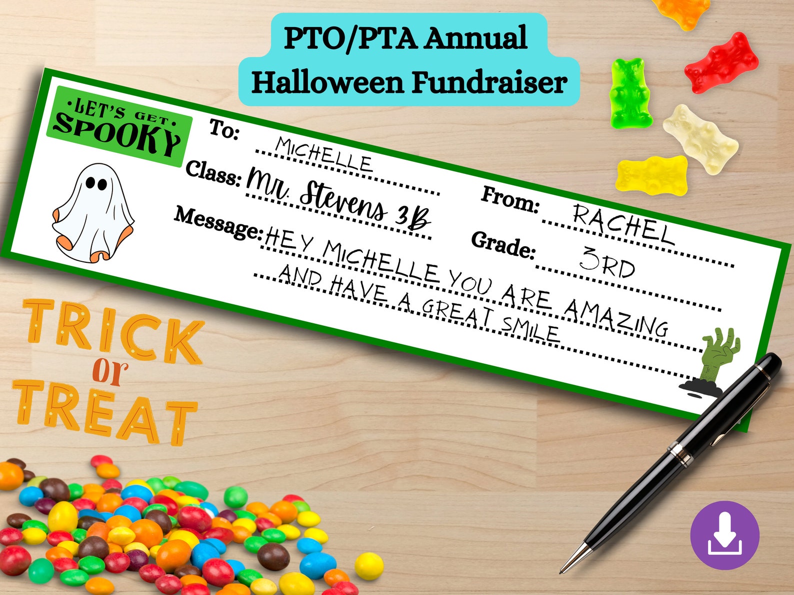 Halloween Candy Gram Flyer, Boo Grams, School Fundraiser Template, Fall ...