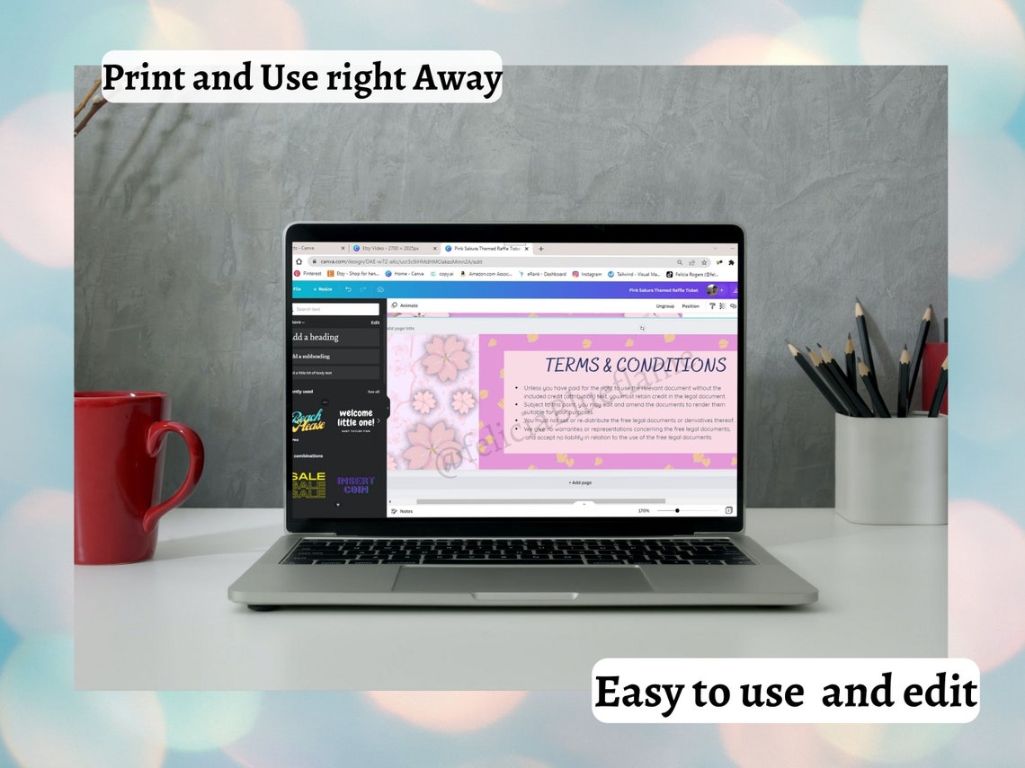 Pink Ticket, Editable Raffle Template Ticket, Diy Ticket, Custom Ticket ...