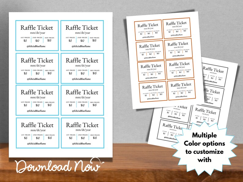 Blue Ticket, Printable Raffle, Editable Raffle Template Ticket, Diy ...