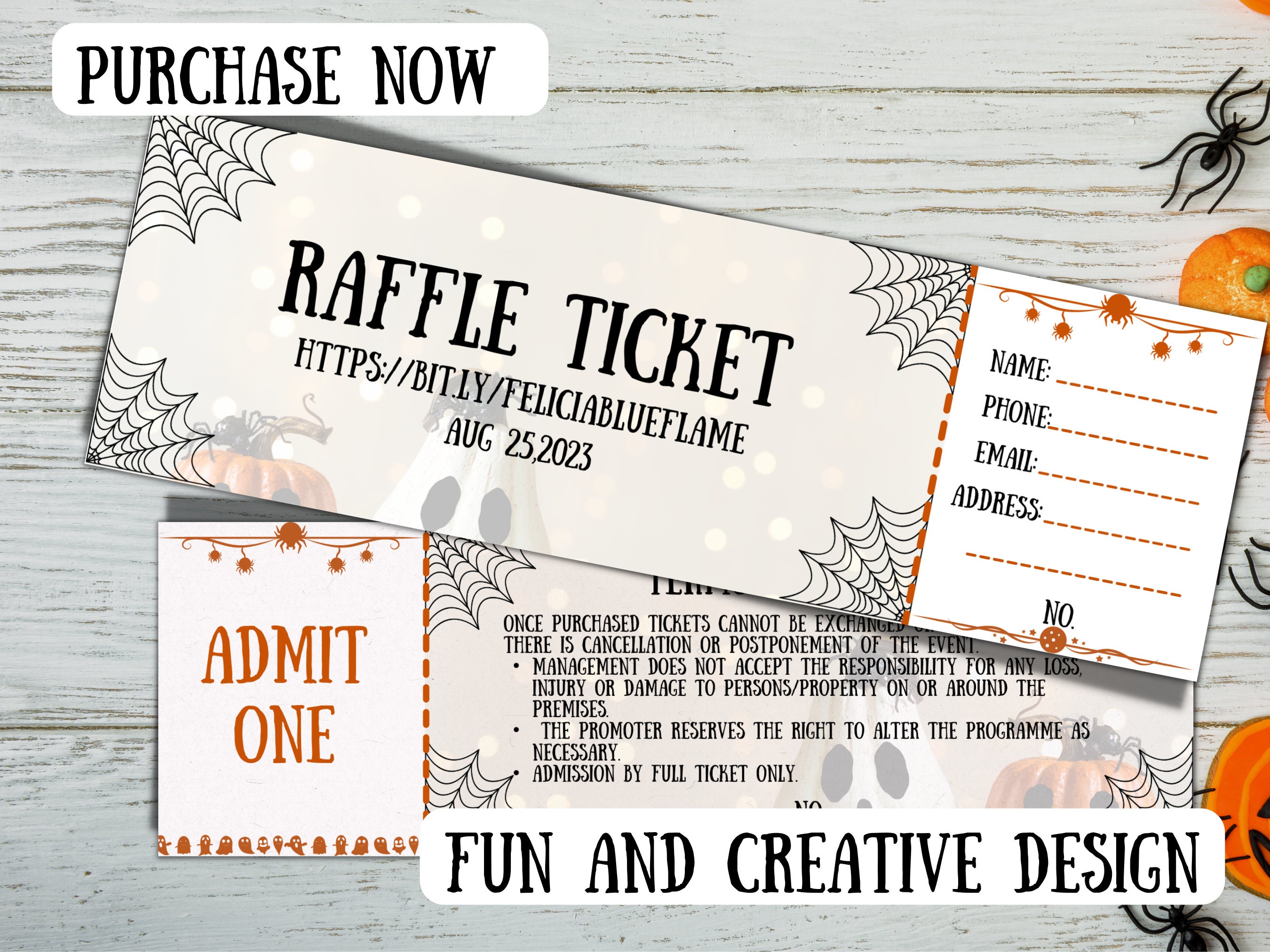 Blank Ticket, Halloween DIY Ticket, Editable Raffle Template Ticket ...