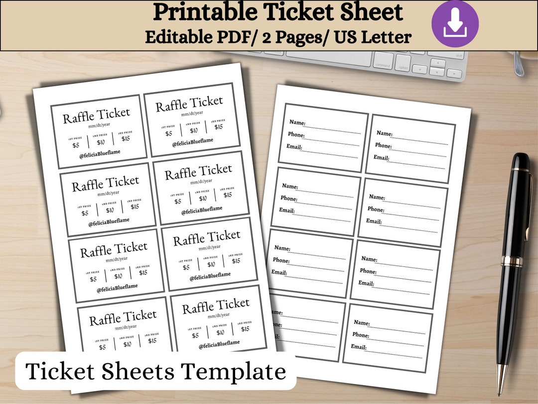 Gray Ticket, Printable Raffle, Editable Raffle Template Ticket, Diy ...