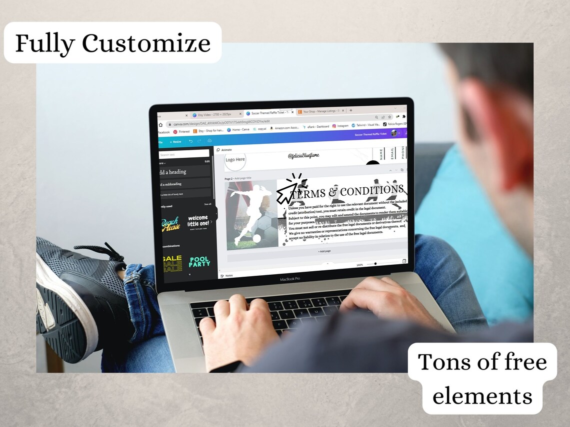 Soccer Ticket, Editable Raffle Template Ticket, Diy Ticket, Custom ...