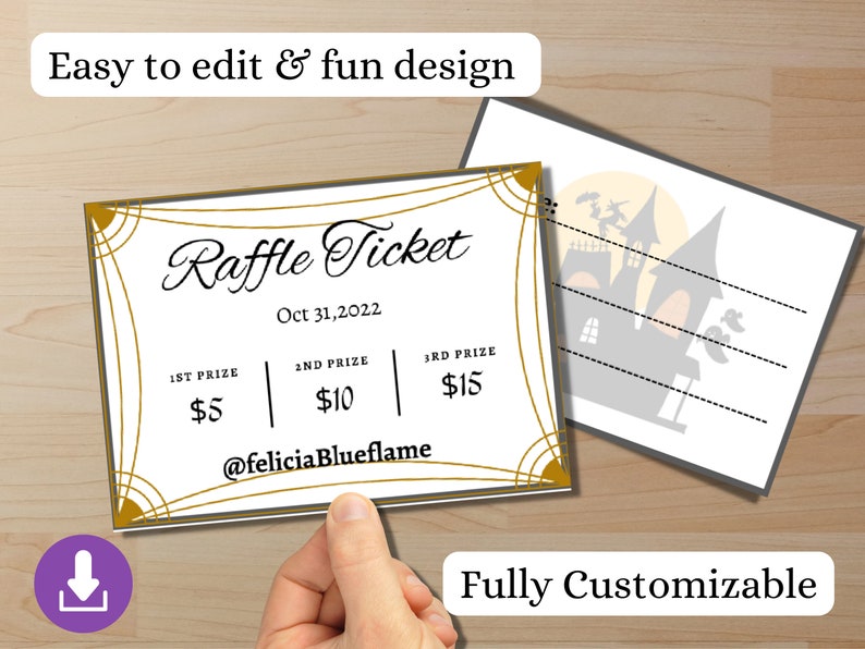 Printable Raffle, Editable Raffle Template Ticket, Diy Ticket, Custom ...