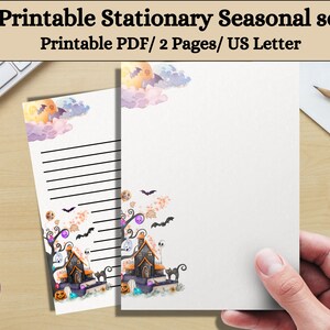 Halloween Printable Stationery Set, Watercolor Halloween, Lined and ...
