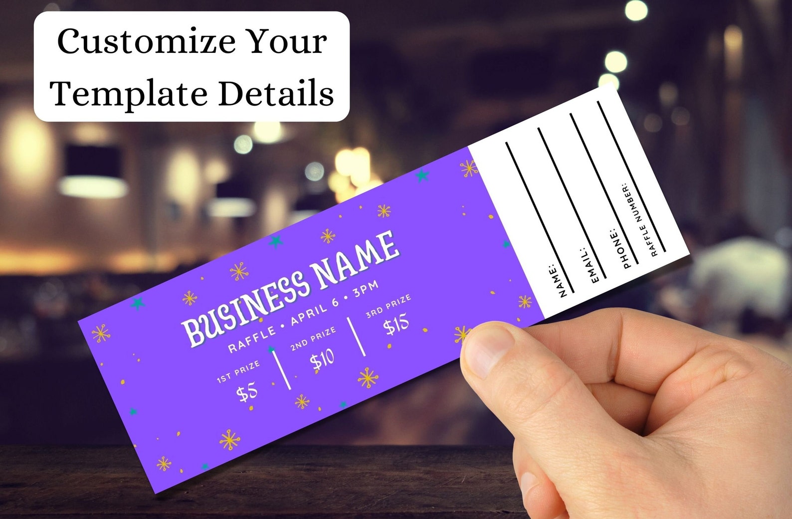 Purple Ticket, Raffle Template, QR Generated, Custom Ticket, QR Code ...