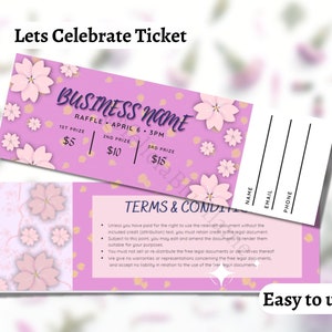 Pink Ticket, Editable Raffle Template Ticket, Diy Ticket, Custom Ticket ...
