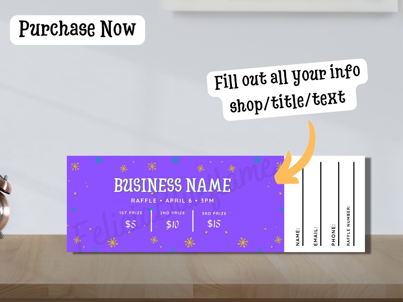 Purple Ticket, Raffle Template, QR Generated, Custom Ticket, QR Code ...