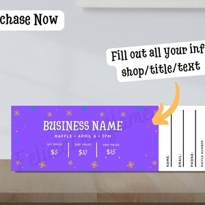 Purple Ticket, Raffle Template, QR Generated, Custom Ticket, QR Code ...