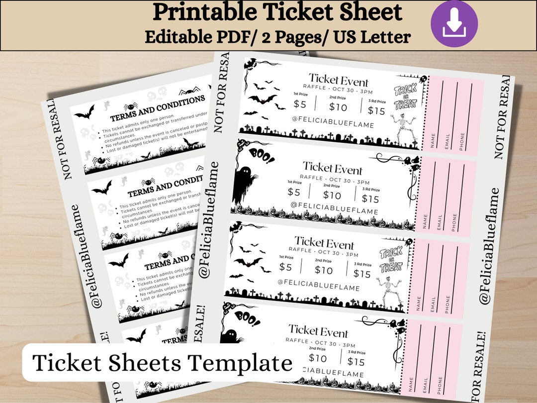 Printable Raffle Editable Raffle Template Ticket Diy Ticket - Etsy
