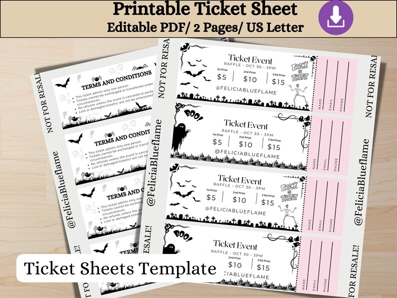 Printable Raffle, Editable Raffle Template Ticket, Diy Ticket, Custom ...