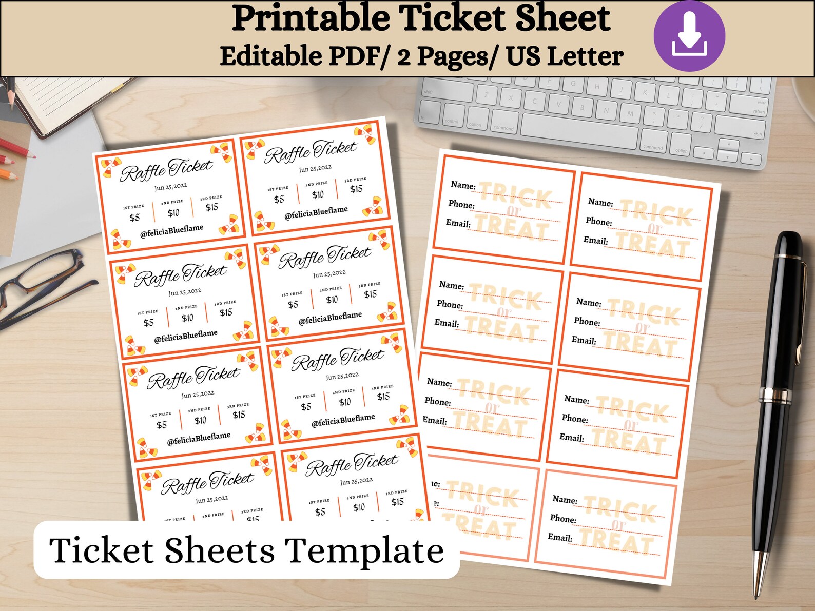 Printable Raffle, Editable Raffle Template Ticket, Diy Ticket, Custom ...