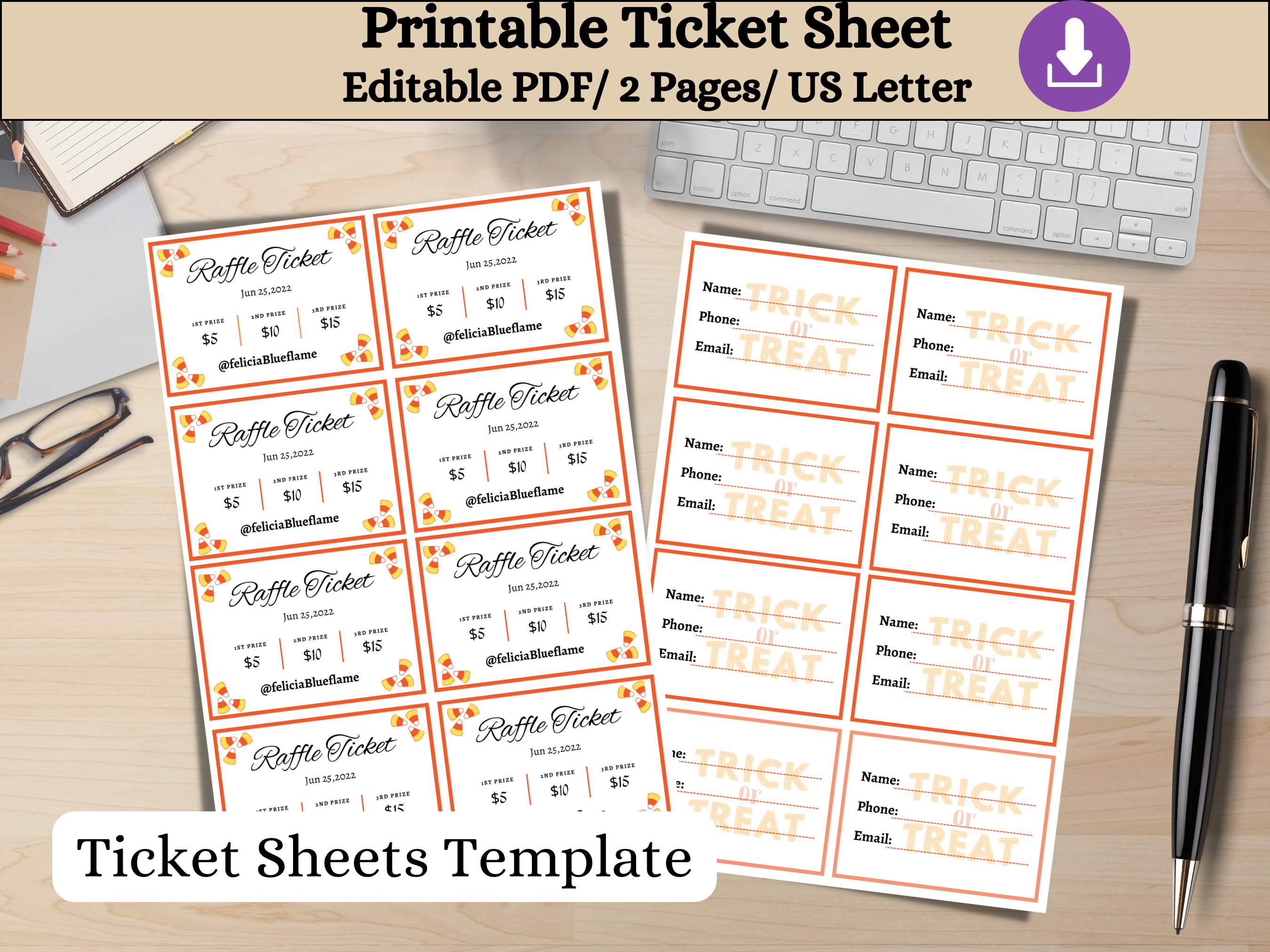 Printable Raffle, Editable Raffle Template Ticket, Diy Ticket, Custom ...
