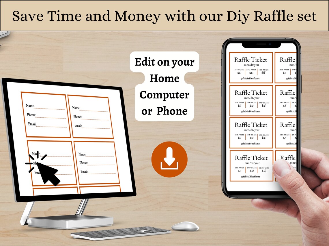 Orange Ticket Printable Raffle Editable Raffle Template - Etsy