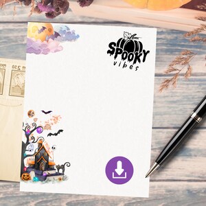 Halloween Printable Stationery Set, Watercolor Halloween, Lined and ...