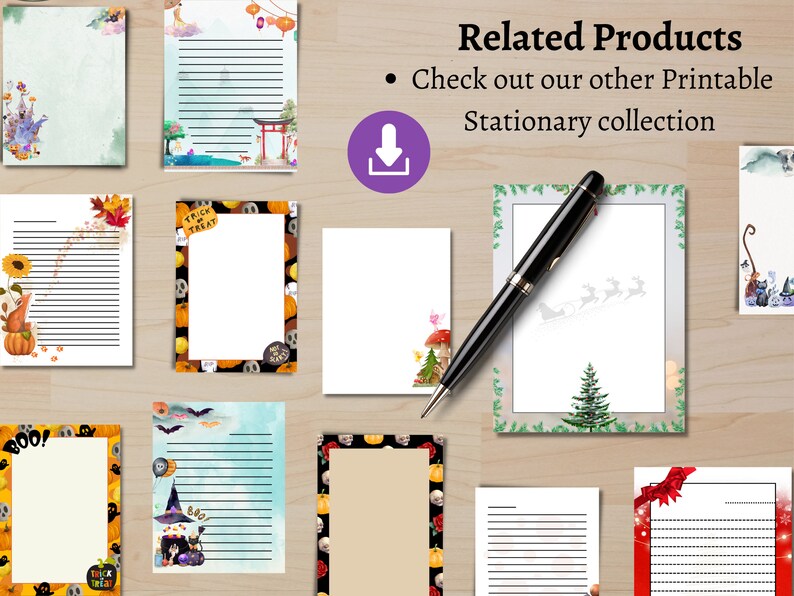 Printable Stationery Set Fall Season Graphed and Unlined - Etsy