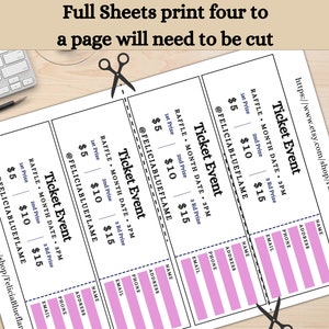 Pink and White Ticket, Blank Editable Raffle Template Ticket, Diy ...