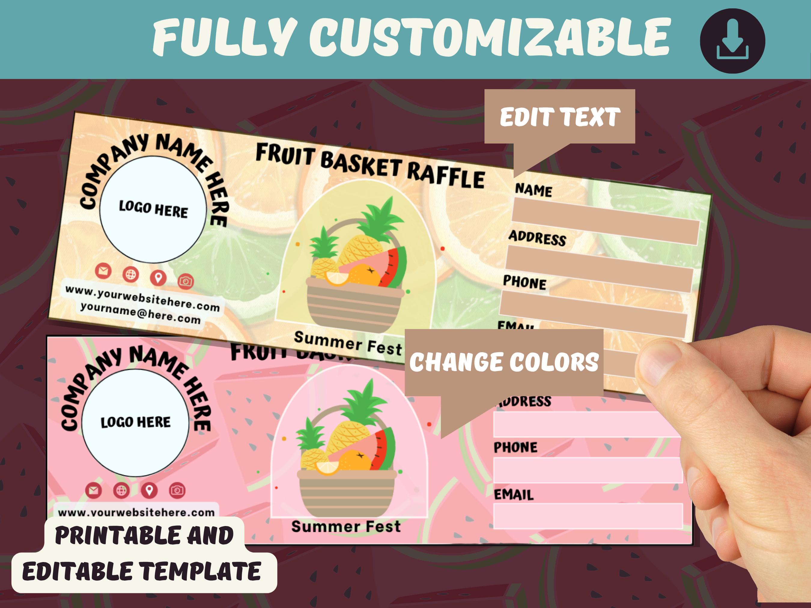 Fruit Basket Raffle Ticket & Flyer: Editable Canva Template (digital ...