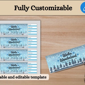 Winter Wonderland Ticket, Ticket Sheet , Editable Ticket Template ...