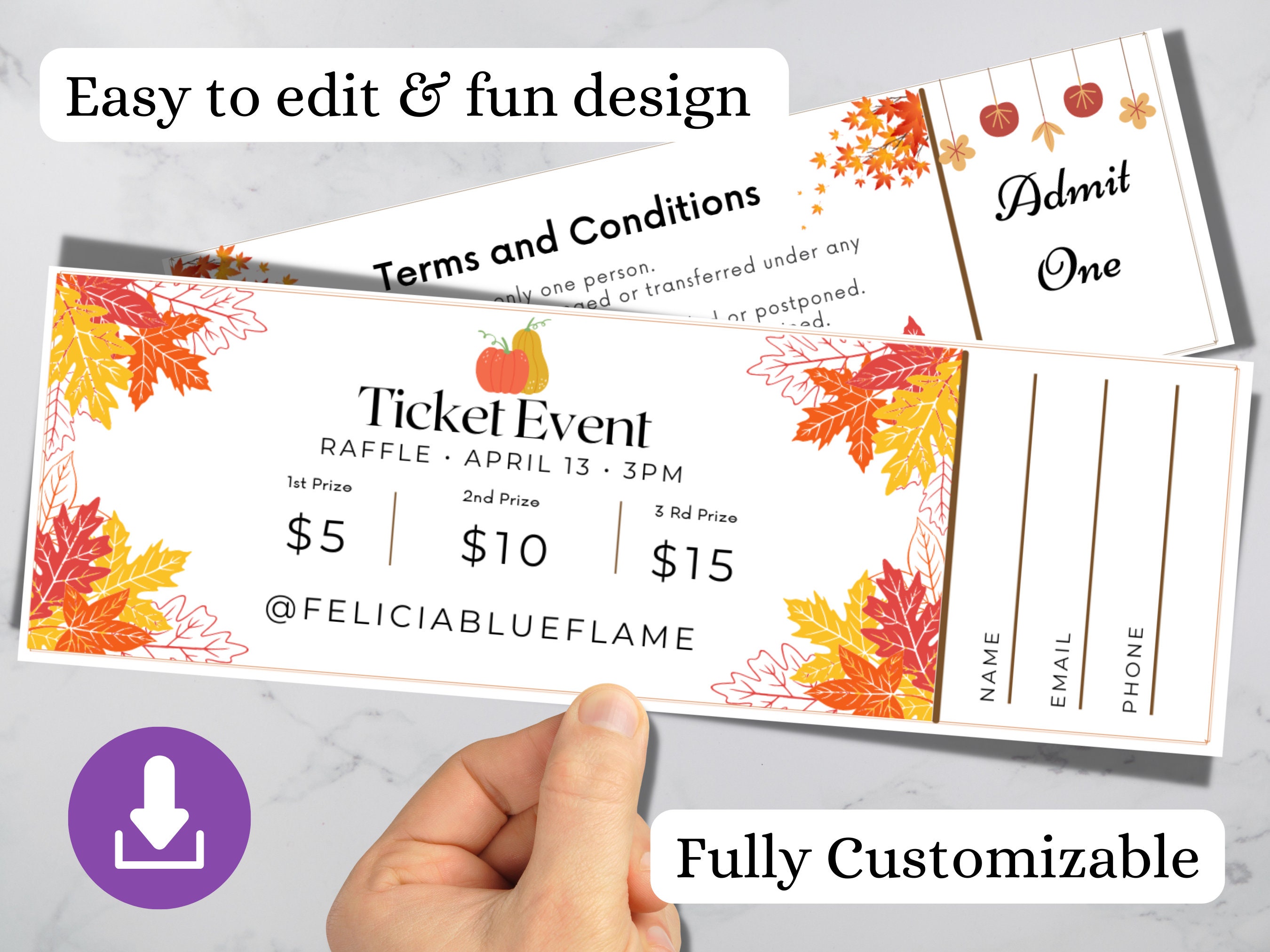 Printable Raffle, Editable Raffle Template Ticket, Diy Ticket, Custom ...