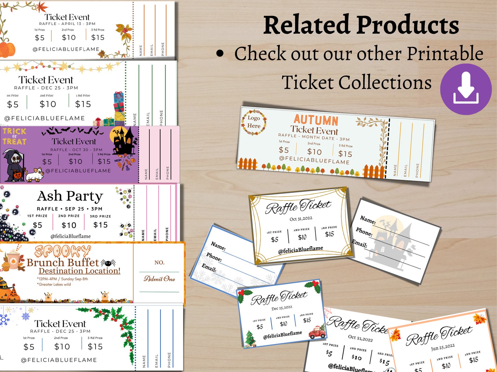 Blank Ticket, Editable Raffle Template Ticket, Diy Ticket, Custom ...