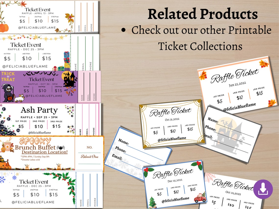 Printable Raffle, Editable Raffle Template Ticket, Diy Ticket, Custom ...