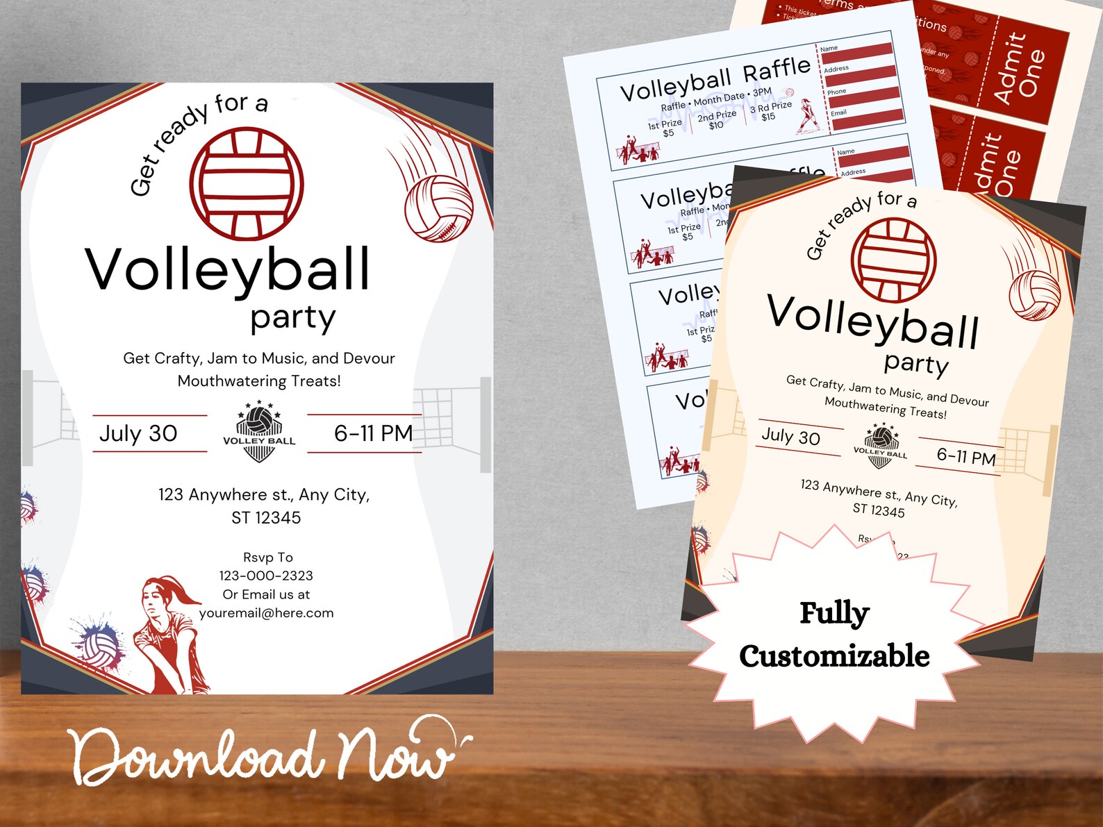 Volleyball Ticket, Editable Template Ticket, Diy Ticket, Custom Ticket ...