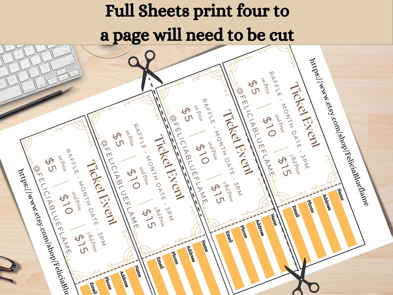 Yellow and Red Ticket, Elegant Ticket, Blank Editable Raffle Template ...