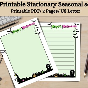 Printable Stationery, Spooky Set, Happy Halloween, Lined and Unlined ...