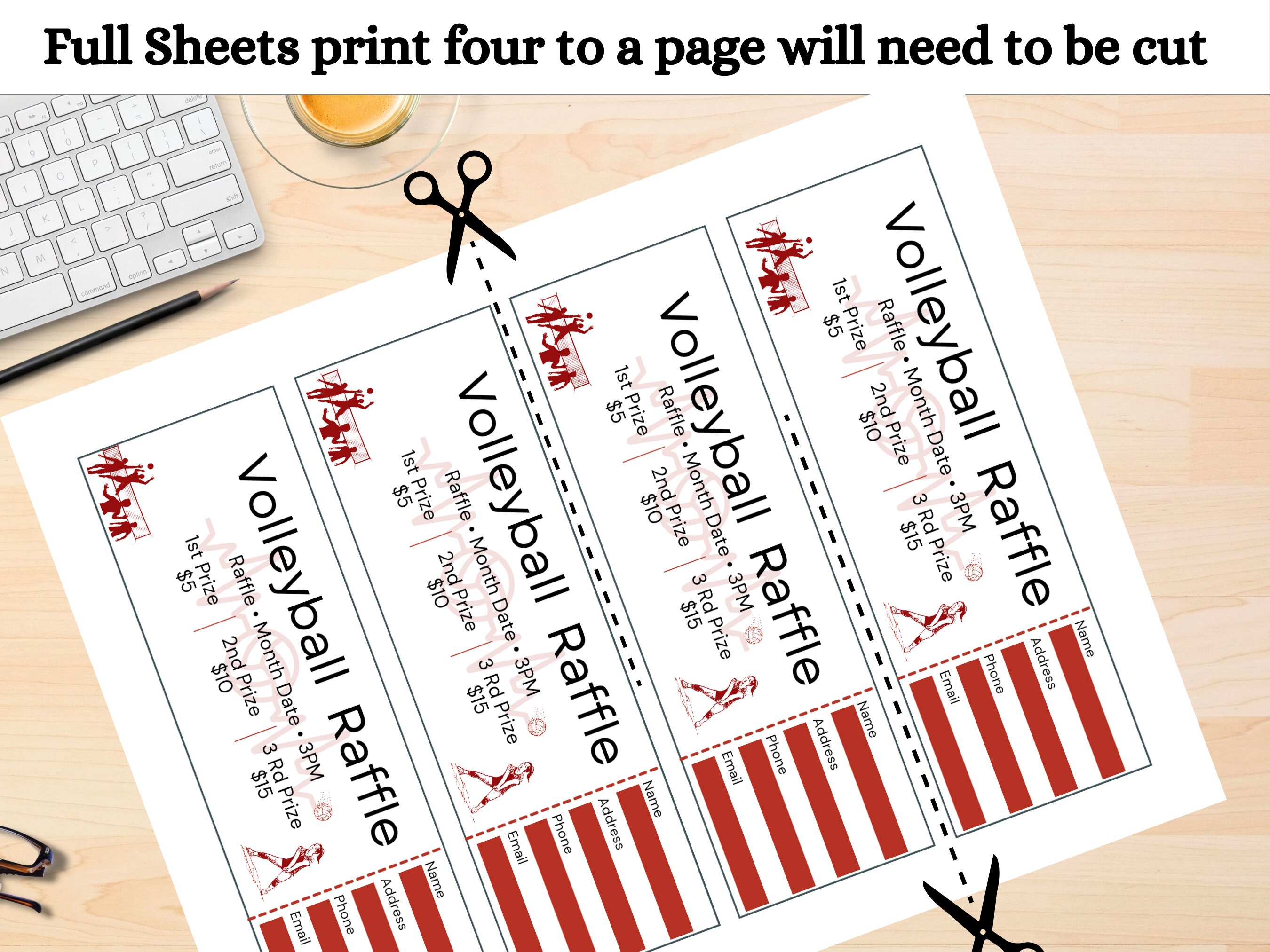 Volleyball Ticket, Editable Template Ticket, Diy Ticket, Custom Ticket ...
