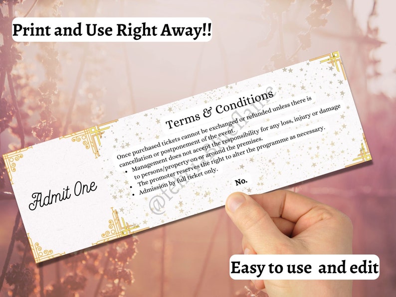 Stars Raffle Ticket, Editable Raffle Template Ticket, Diy Ticket ...