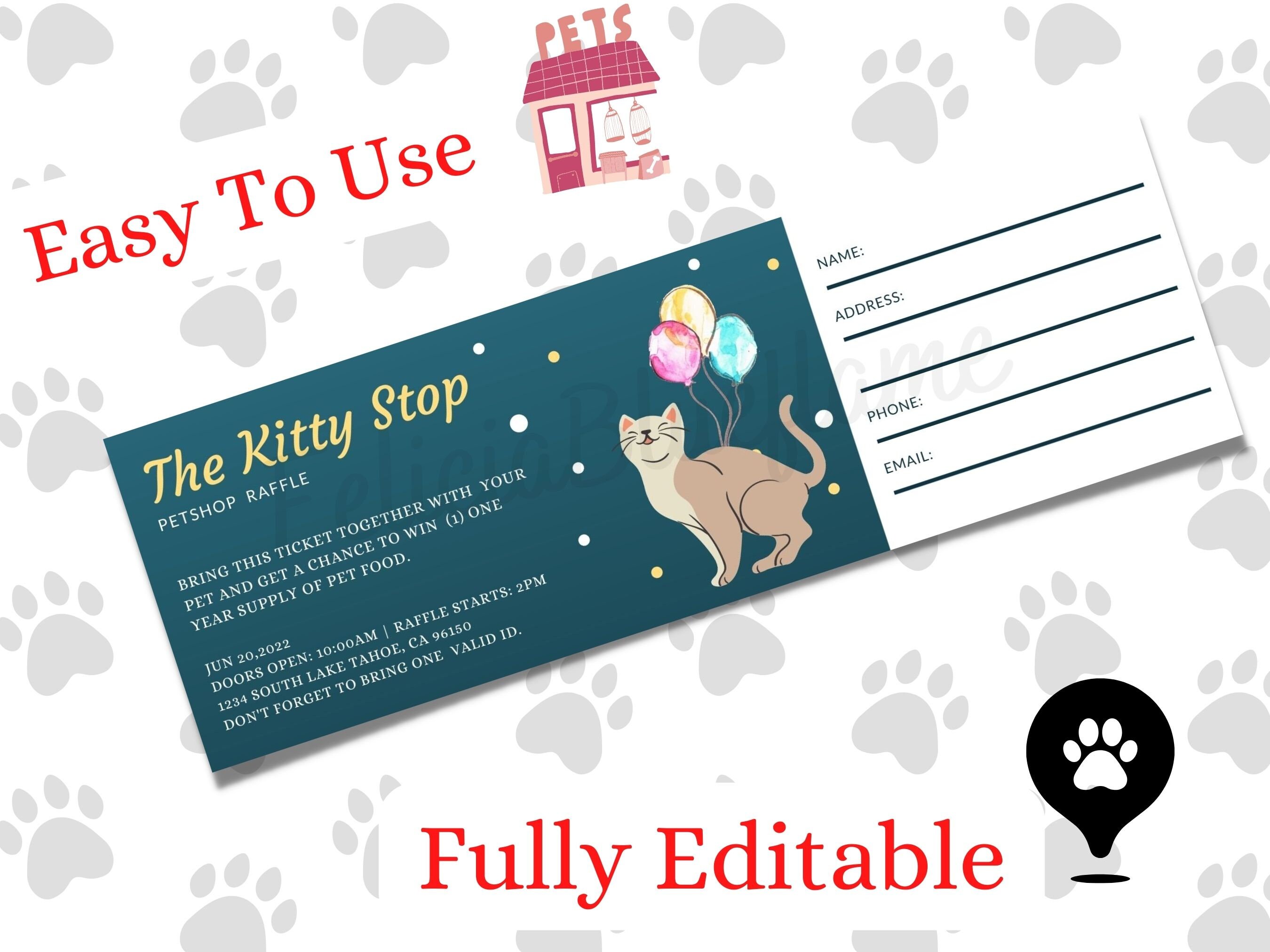 Pet Shop Raffle Ticket Editable Raffle Ticket Ticket - Etsy