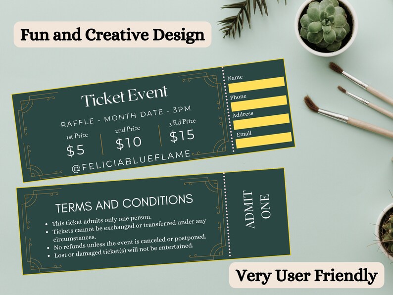 Gold and Green, Red , Blank Raffle Template Ticket, Flyer Invite ...