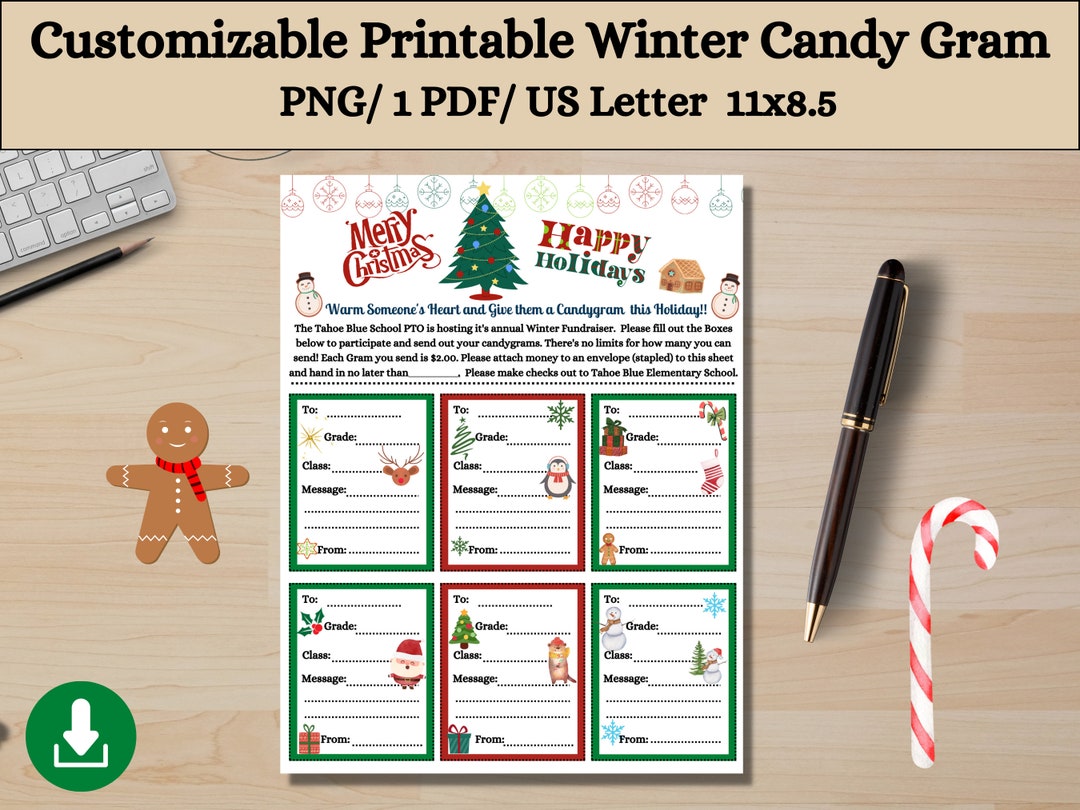 Holiday Candy Gram Flyer, Holiday Candy Gram Fundraiser, Winter Candy ...