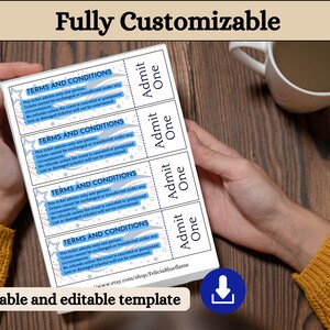 Light and Dark Blue Ticket, Blank Editable Raffle Template Ticket, Diy ...