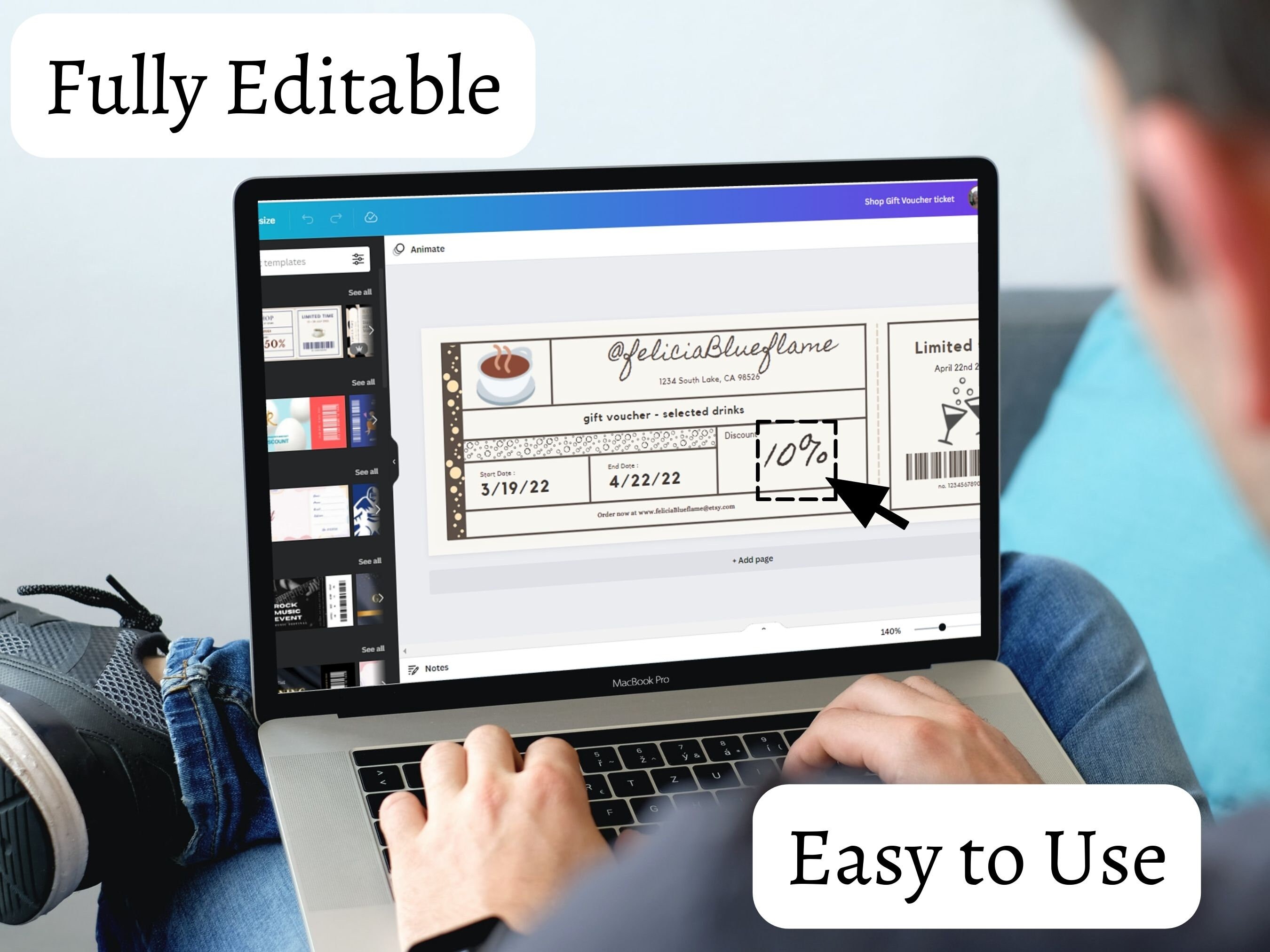 Brown and White Ticket, Editable Ticket Template, Shop Ticket, Custom ...