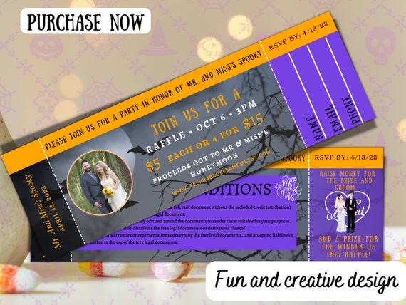 Wedding Raffle Ticket Template Editable Raffle Ticket - Etsy