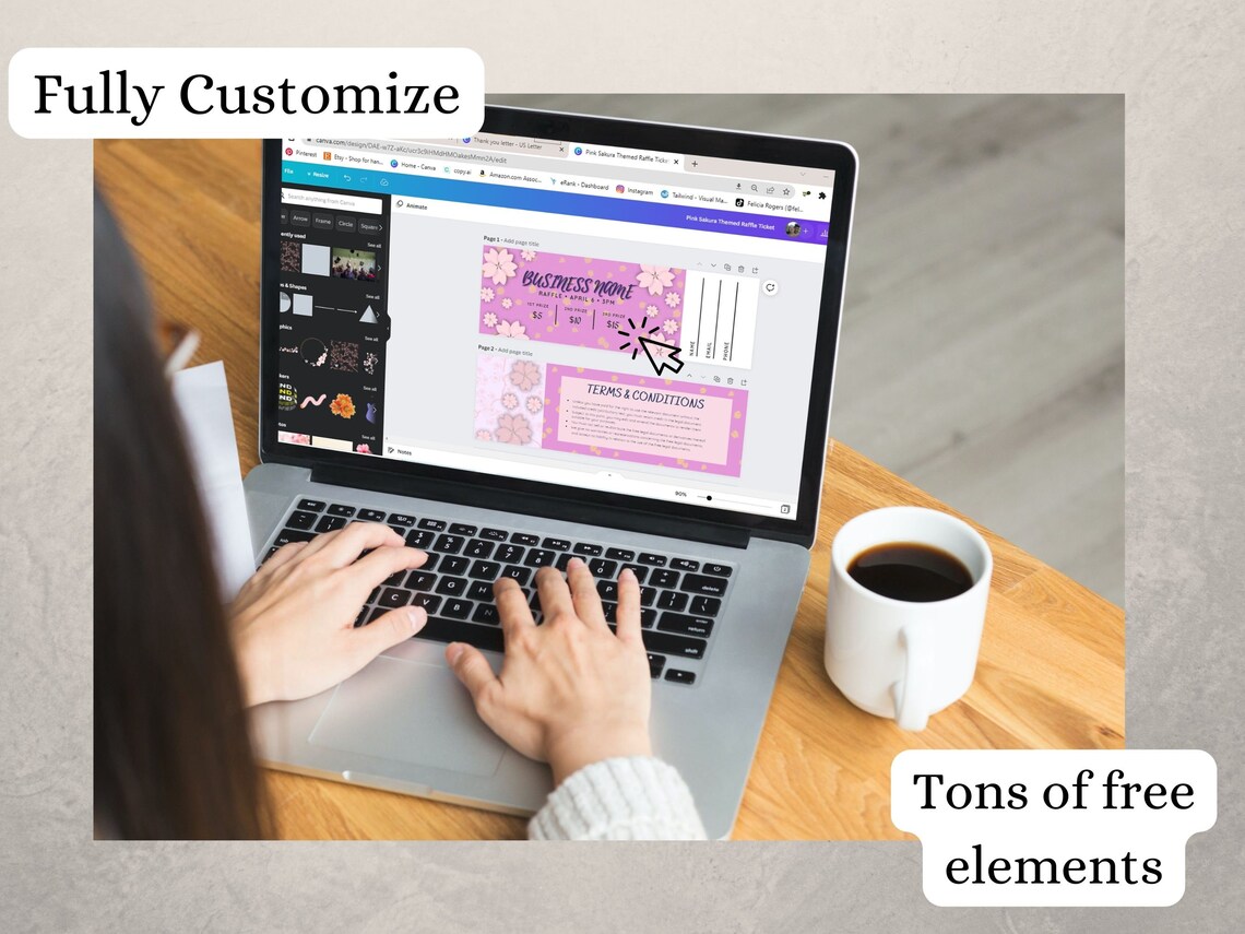 Pink Ticket, Editable Raffle Template Ticket, Diy Ticket, Custom Ticket ...