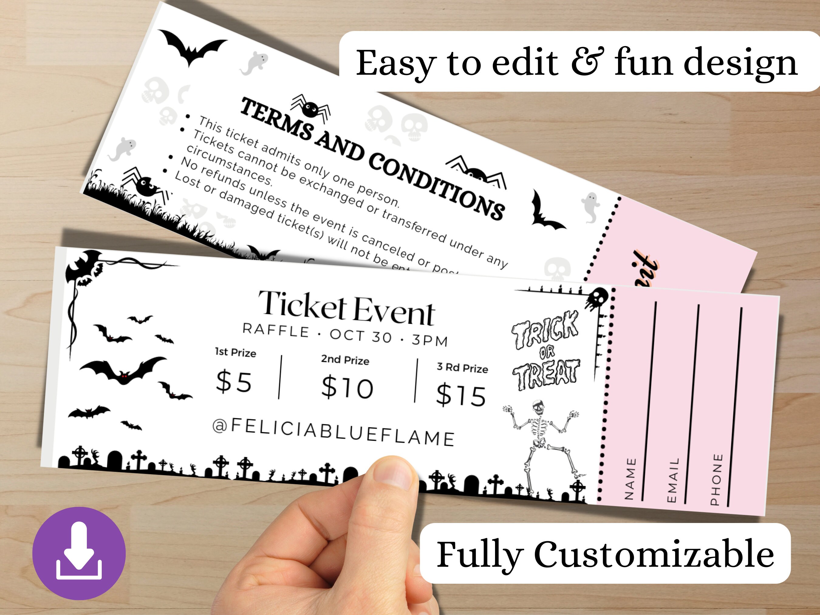 Printable Raffle, Editable Raffle Template Ticket, Diy Ticket, Custom ...