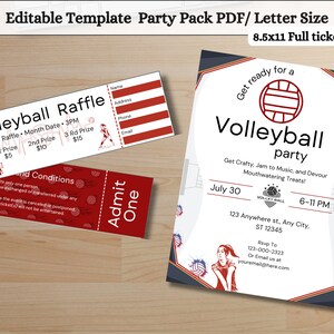 Volleyball Ticket, Editable Template Ticket, Diy Ticket, Custom Ticket ...