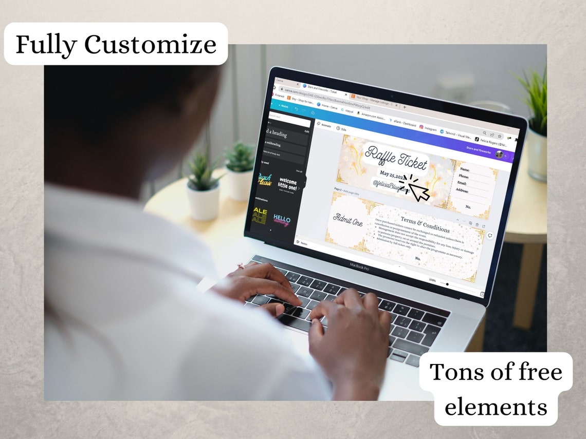 Stars Raffle Ticket, Editable Raffle Template Ticket, Diy Ticket ...