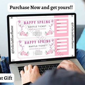 Editable Ticket Template, Spring Raffle, Raffle Ticket Template, 4 Set ...