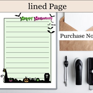 Printable Stationery, Spooky Set, Happy Halloween, Lined and Unlined ...
